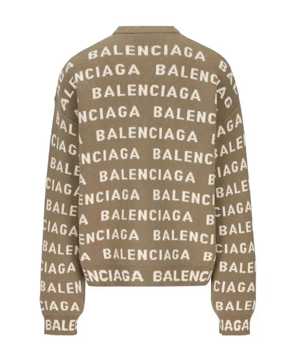 Balenciaga Allover Logo Intarsia Knitted Jumper