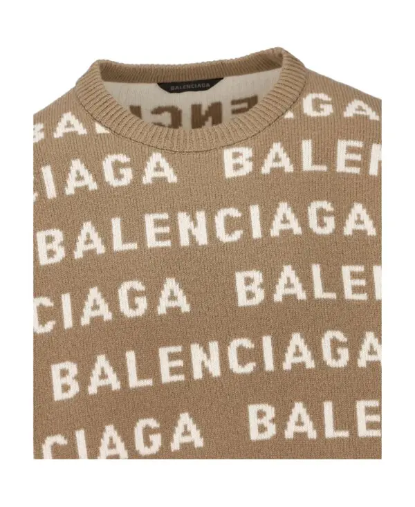 Balenciaga Allover Logo Intarsia Knitted Jumper