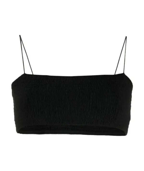 TOTEME Smocked Triangle Bikini Top - Black
