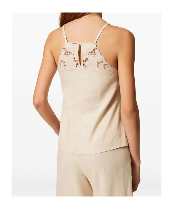 TWINSET Embroidered Sleeveless Top - Nude