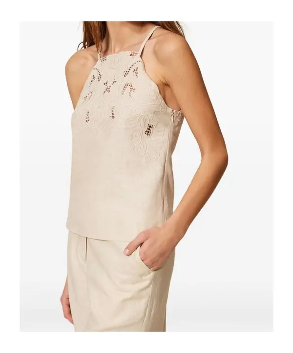 TWINSET Embroidered Sleeveless Top - Nude