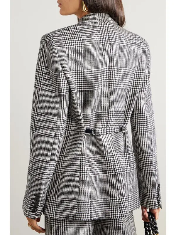 TOM FORD Double-breasted Plaid Suit Jacket - Gray