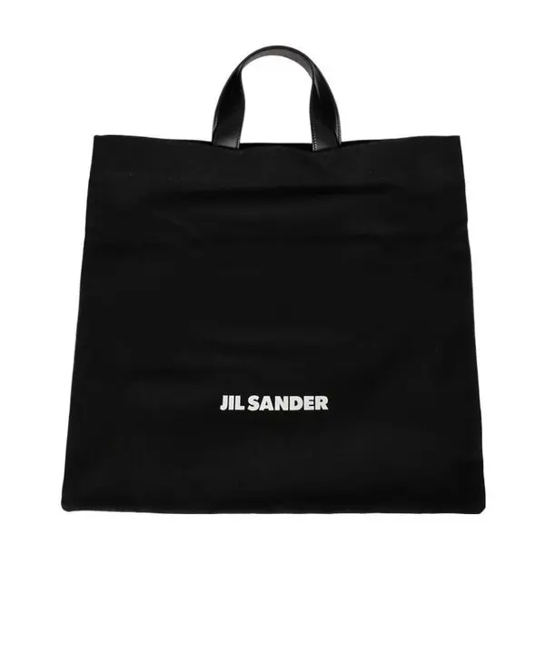 JIL SANDER Logo Printed Large Tote Bag - Black
