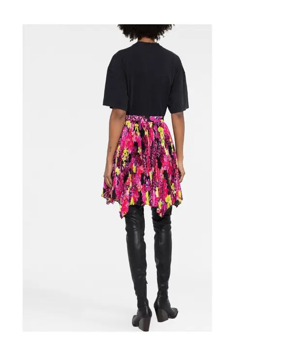 Versace Off-shoulder Long-sleeve Bodysuit With Irregular Skirt