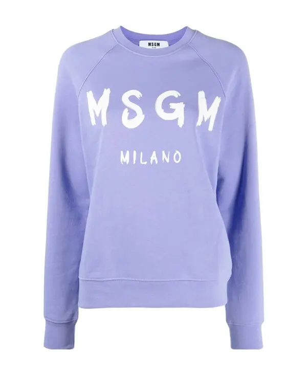 MSGM Logo Detail Crewneck Pullover - Blue