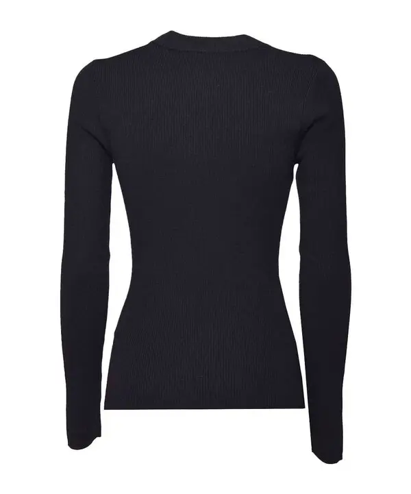 Diane Von Furstenberg Ribbed Cutout Long Sleeve Top