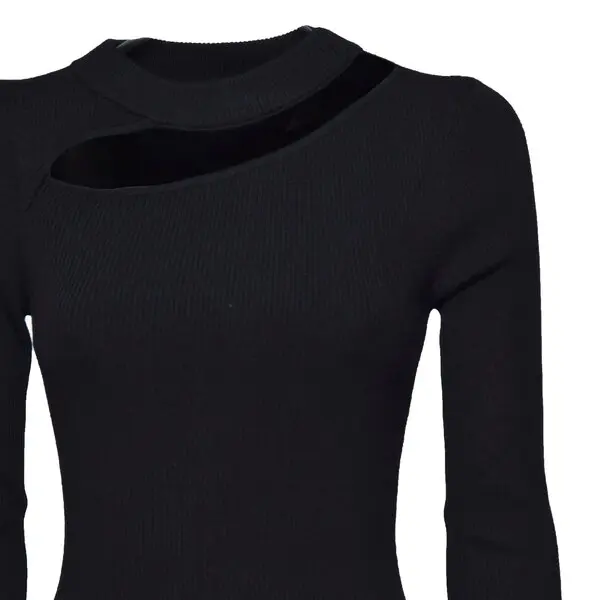 Diane Von Furstenberg Ribbed Cutout Long Sleeve Top