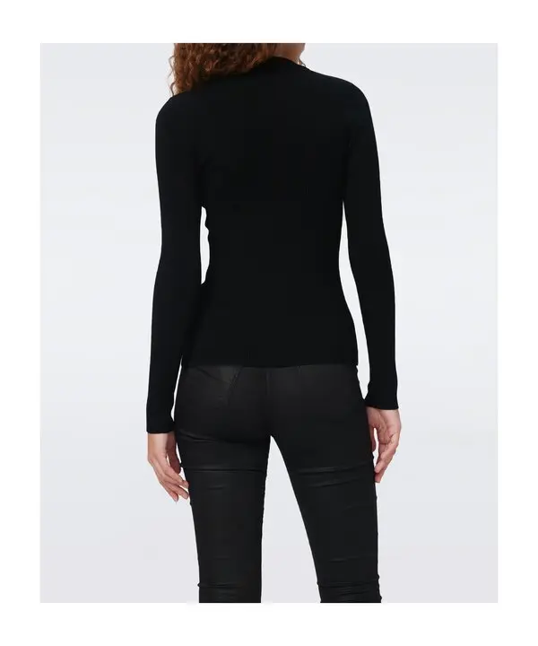 Diane Von Furstenberg Ribbed Cutout Long Sleeve Top