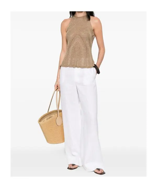 TWINSET Openwork Halterneck Knitted Top - Nude