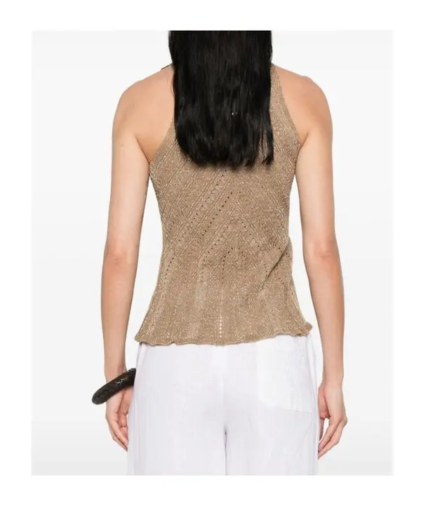 TWINSET Openwork Halterneck Knitted Top - Nude