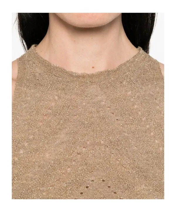 TWINSET Openwork Halterneck Knitted Top - Nude