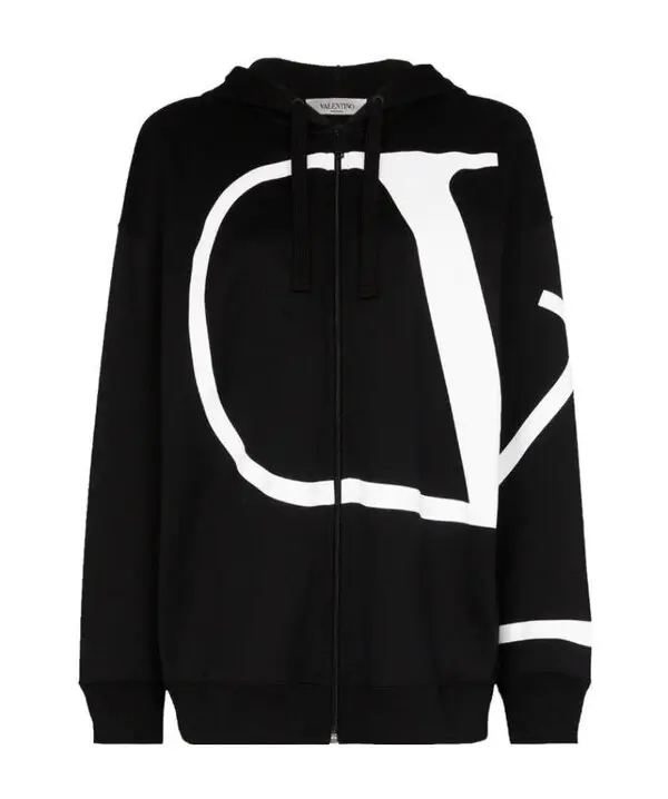 Valentino Garavani Vlogo Full Zip Hoodie - Black