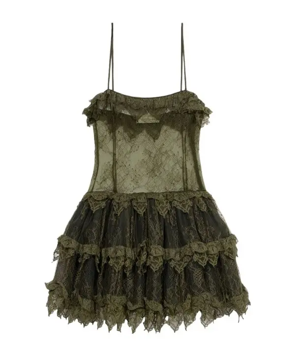 Blumarine Spaghetti Strap Lace Dress