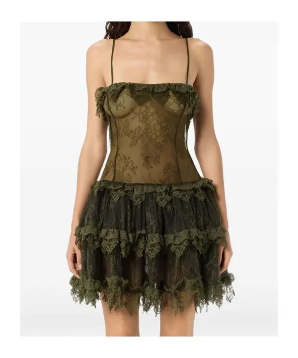 Blumarine Spaghetti Strap Lace Dress