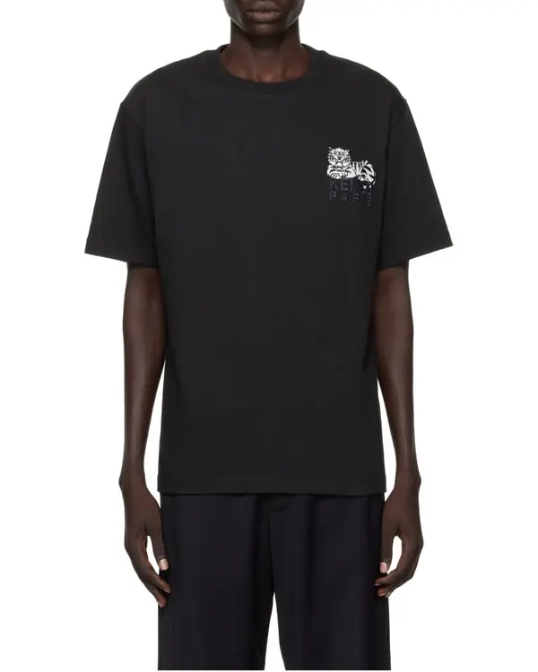Kenzo Happy Tiger' Embroidered T-shirt In Cotton