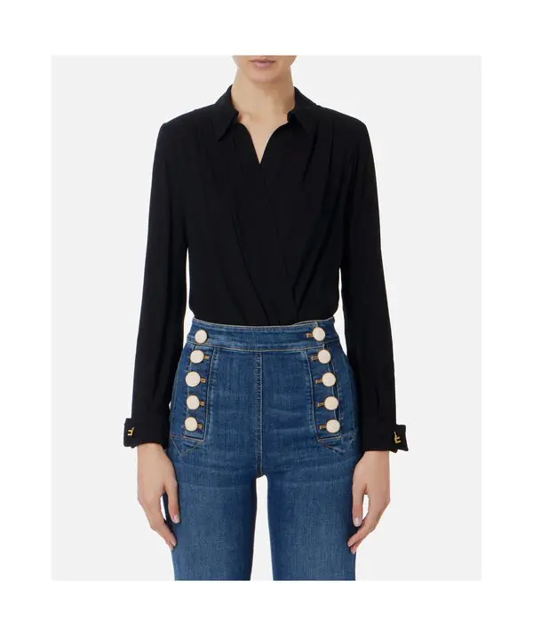 Elisabetta Franchi Shirt Collar Jumpsuit With Criss-cross Front