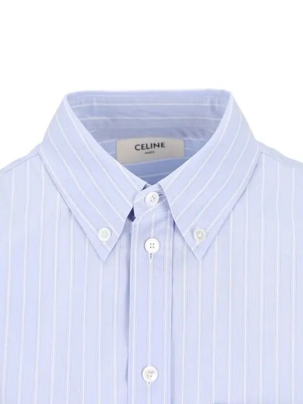 Celine Relaxed Fit Striped Cotton Poplin Shirt