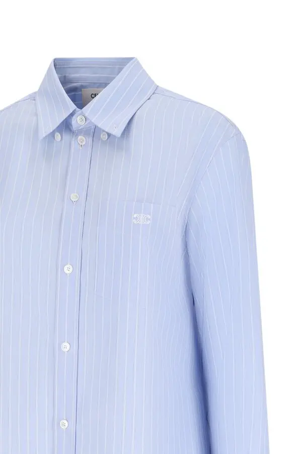 Celine Relaxed Fit Striped Cotton Poplin Shirt