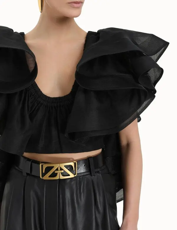 Zimmermann Ruffled Scoop-neck Crop Top