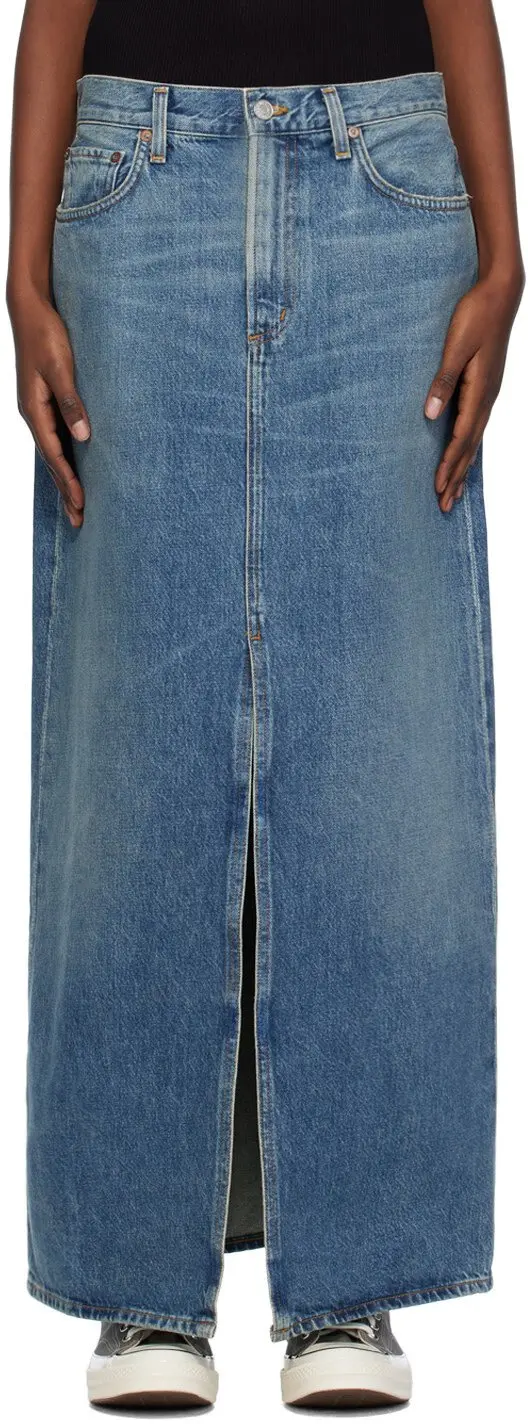 AGOLDE Denim Belted Midi Skirt - Swing