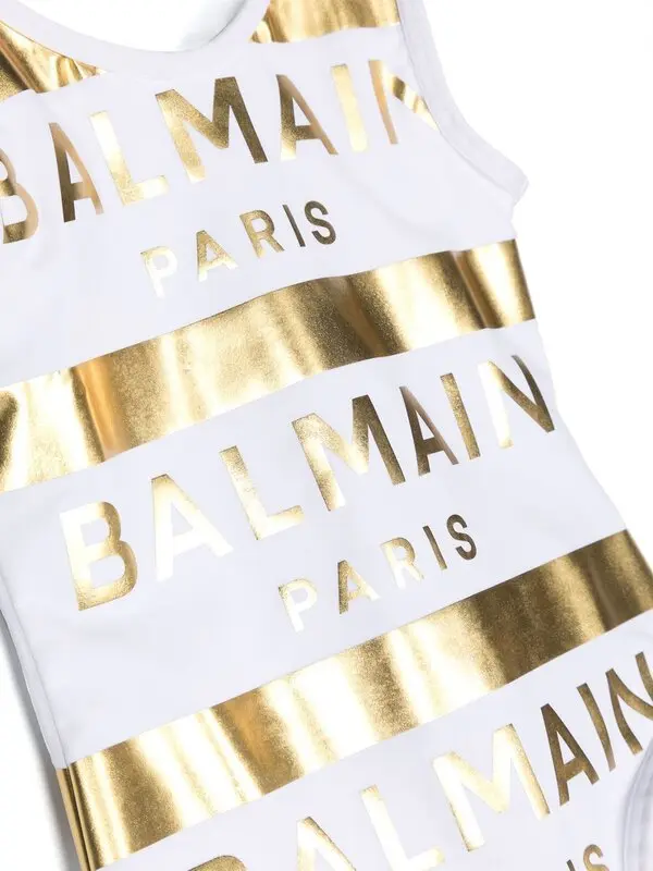 Balmain Metallic Logo-print Swimsuit