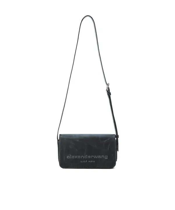 Alexander Wang Flap Leather Crossbody Bag - Black