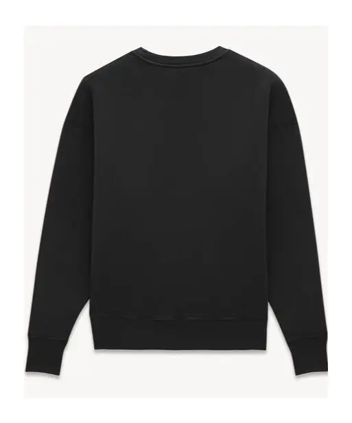 Saint Laurent Logo Patch Crewneck Sweatshirt - Black