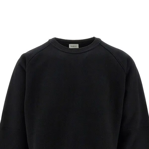 Saint Laurent Logo Patch Crewneck Sweatshirt - Black