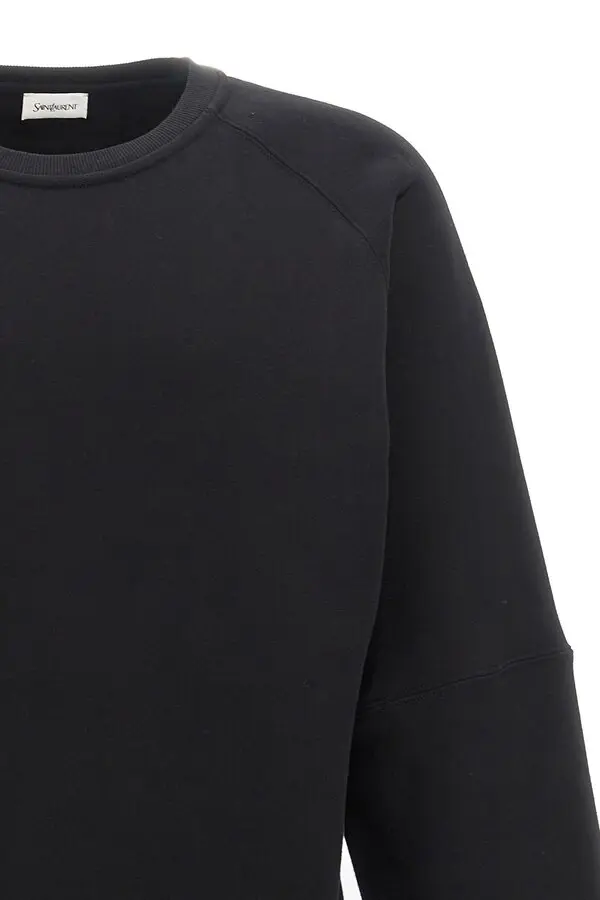 Saint Laurent Logo Patch Crewneck Sweatshirt - Black