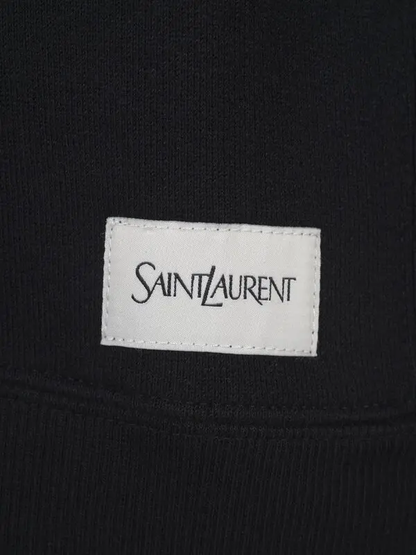 Saint Laurent Logo Patch Crewneck Sweatshirt - Black
