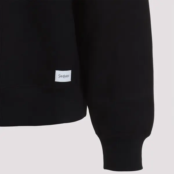 Saint Laurent Logo Patch Crewneck Sweatshirt - Black