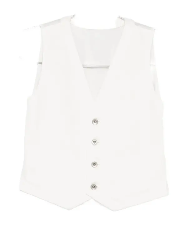 Sacai Sleeveless V-neck Buttoned Jacket - White