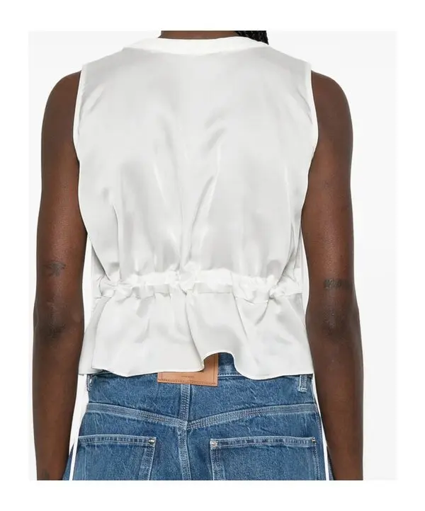 Sacai Sleeveless V-neck Buttoned Jacket - White