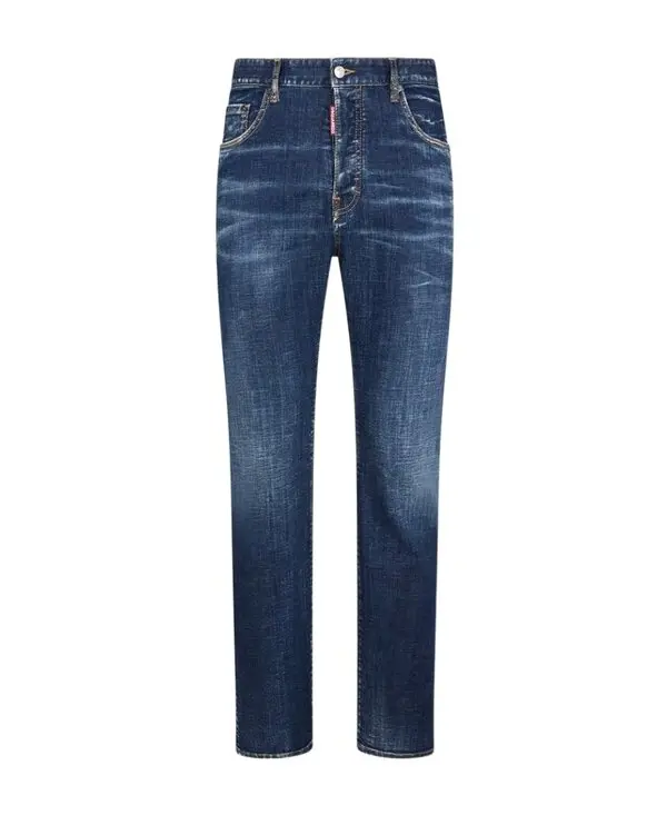 Dsquared2 Logo Patch Straight-leg Jeans - Blue