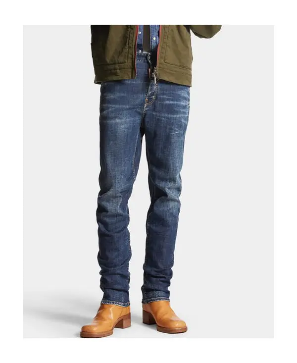 Dsquared2 Logo Patch Straight-leg Jeans - Blue