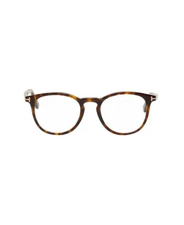 TOM FORD Tortoiseshell Round Frame Glasses - Brown