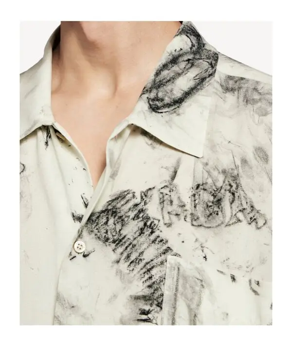 Balenciaga Washed Crayon Allover Short-sleeve Shirt - Grey