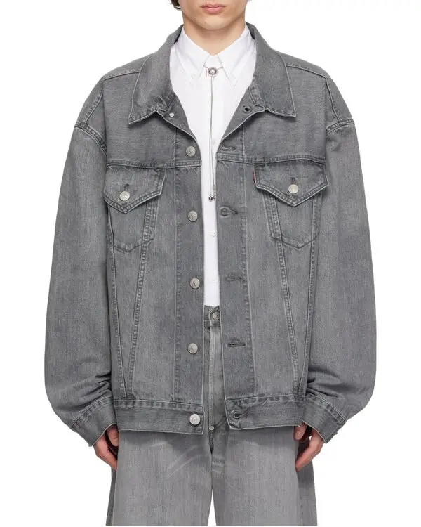 Junya Watanabe Lapel Long Sleeve Denim Jacket - Gray
