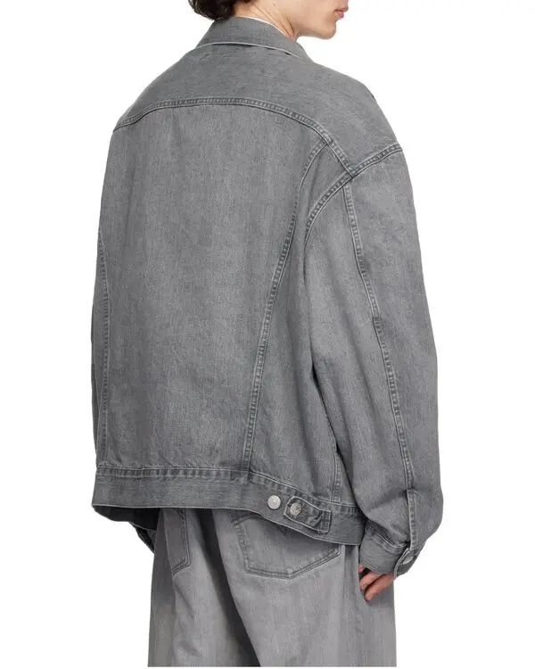 Junya Watanabe Lapel Long Sleeve Denim Jacket - Gray