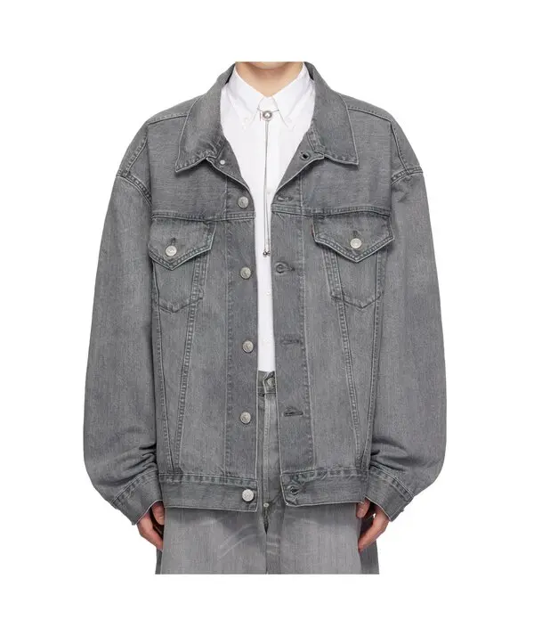 Junya Watanabe Lapel Long Sleeve Denim Jacket - Gray