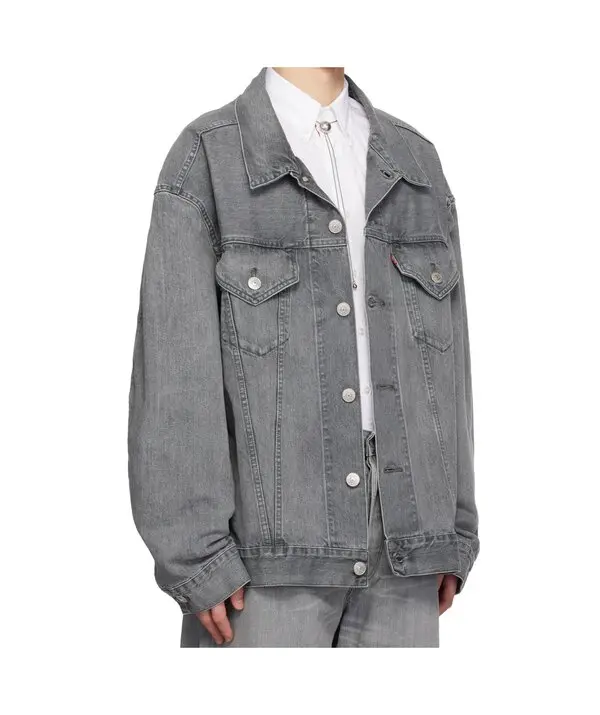 Junya Watanabe Lapel Long Sleeve Denim Jacket - Gray