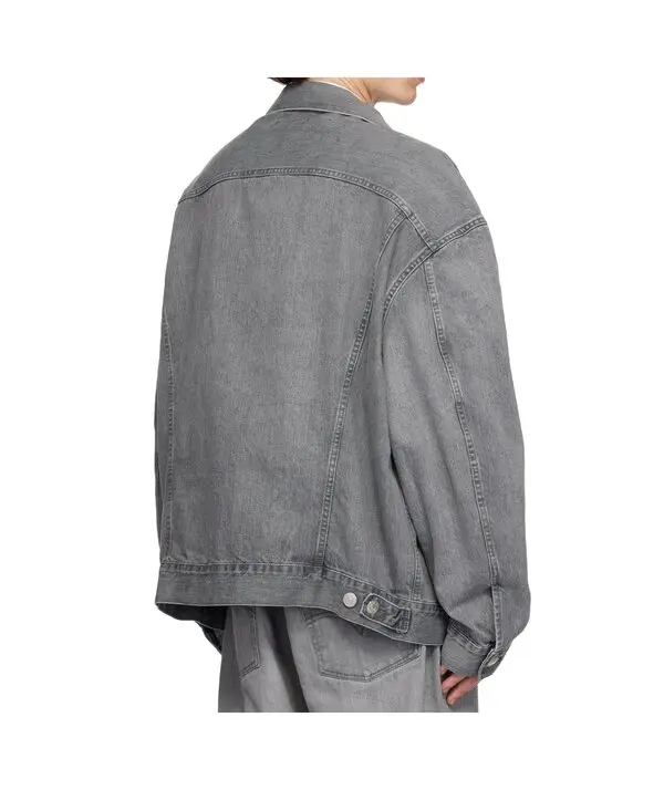 Junya Watanabe Lapel Long Sleeve Denim Jacket - Gray
