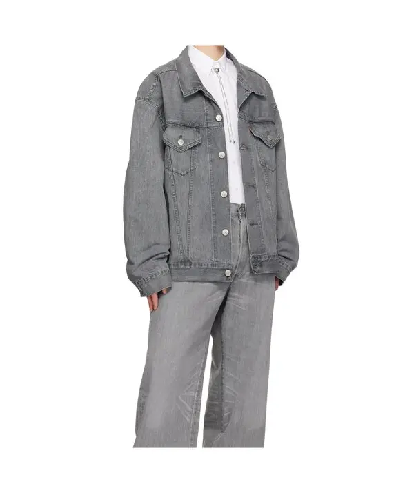 Junya Watanabe Lapel Long Sleeve Denim Jacket - Gray