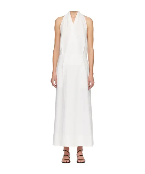 ST. AGNI Halter Wrap Midi Dress - White