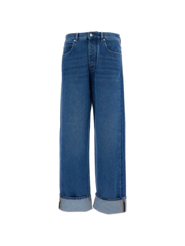 Bottega Veneta Wide Leg Turned-up Jeans - Medium Blue