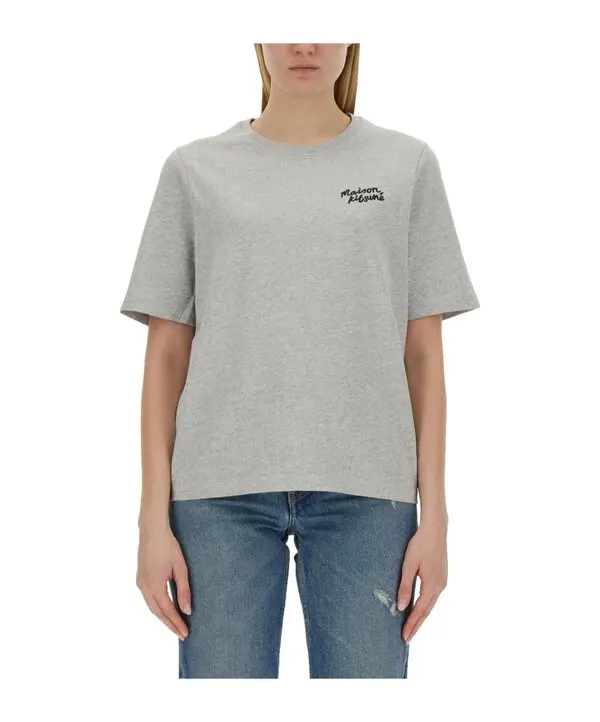 Maison Kitsuné Logo Embroidered Crewneck T-shirt