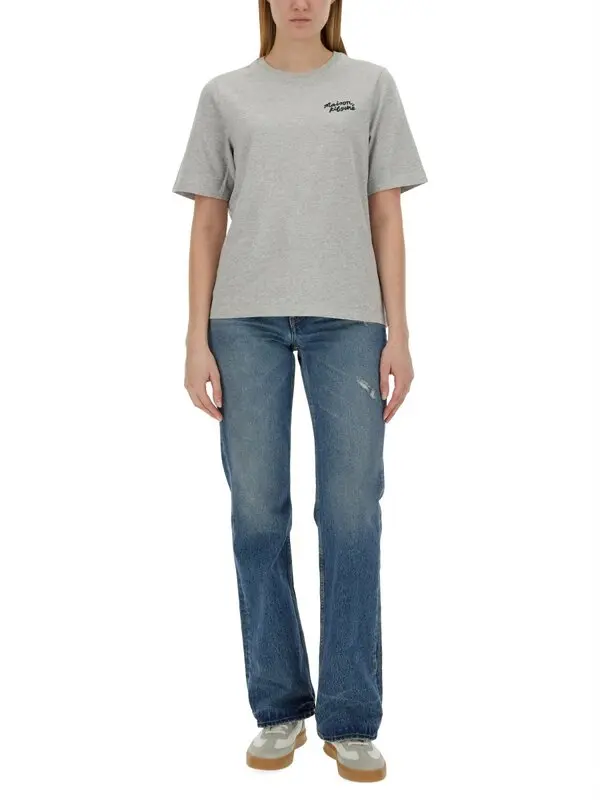Maison Kitsuné Logo Embroidered Crewneck T-shirt