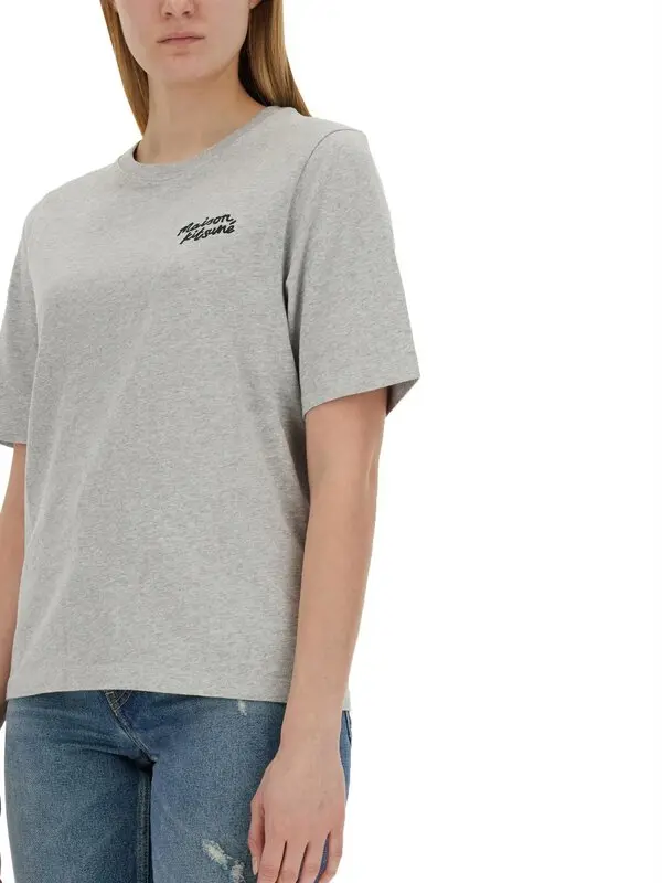 Maison Kitsuné Logo Embroidered Crewneck T-shirt