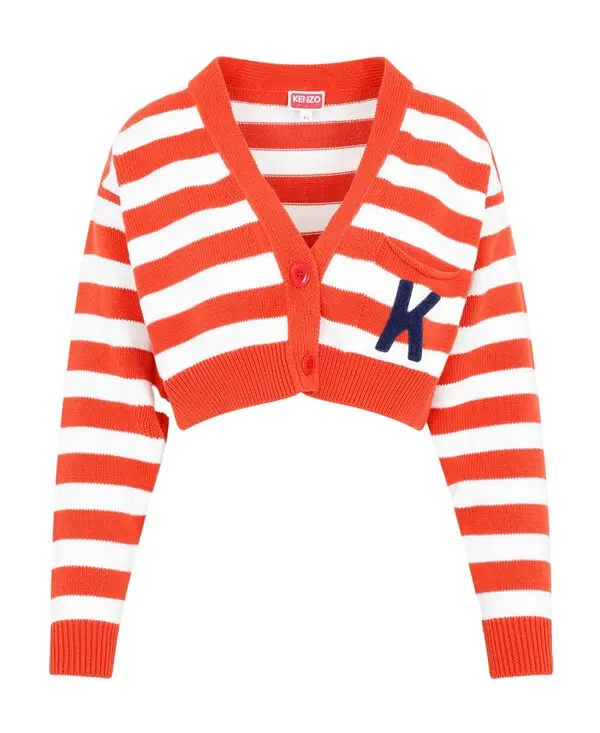Kenzo Striped Cropped Cardigan - White