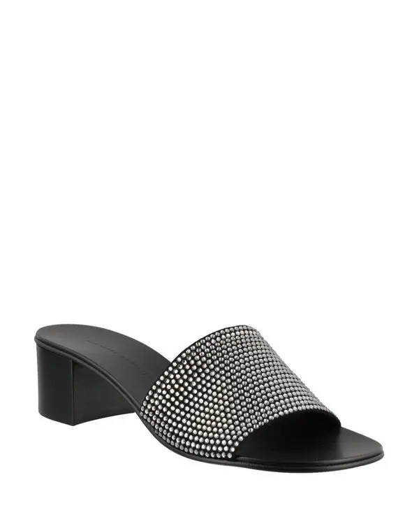 GIUSEPPE ZANOTTI Embellished Block Heel Mules